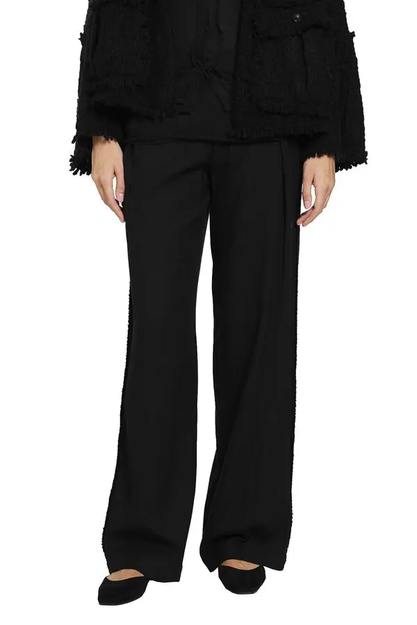 YEHUAFAN Wool Wide-leg Trousers
