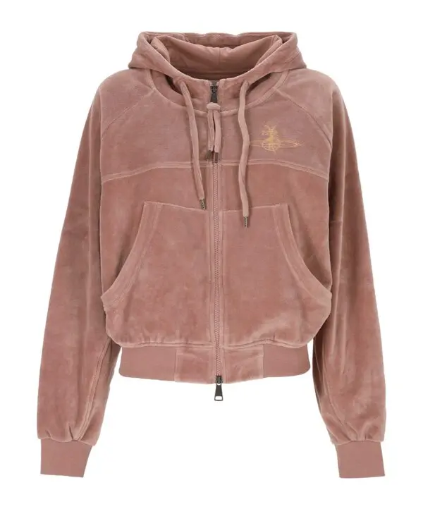 VIVIENNE WESTWOOD Drawstring Zipped Hoodie - Brown