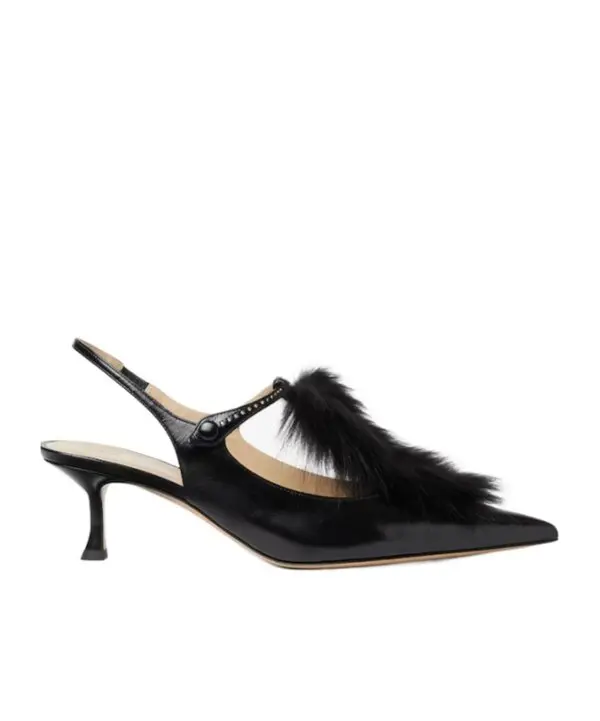 Fendi Noir Leather Slingbacks