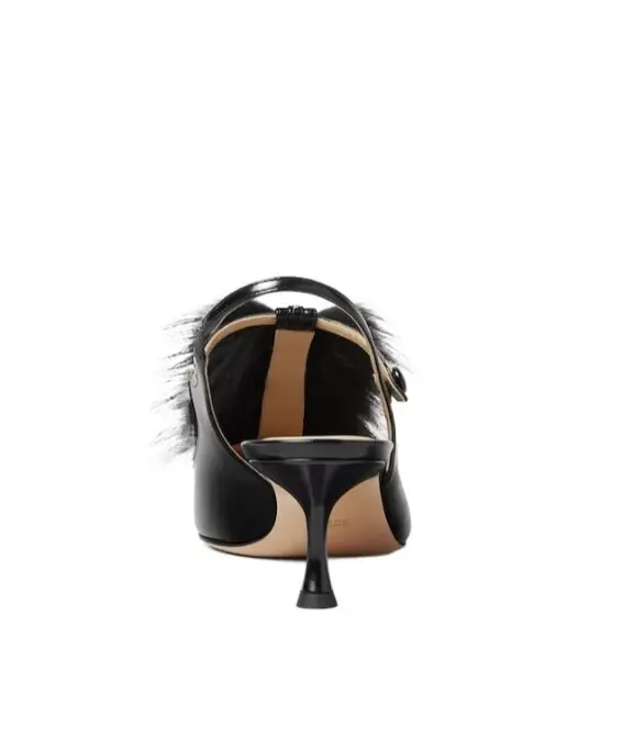 Fendi Noir Leather Slingbacks