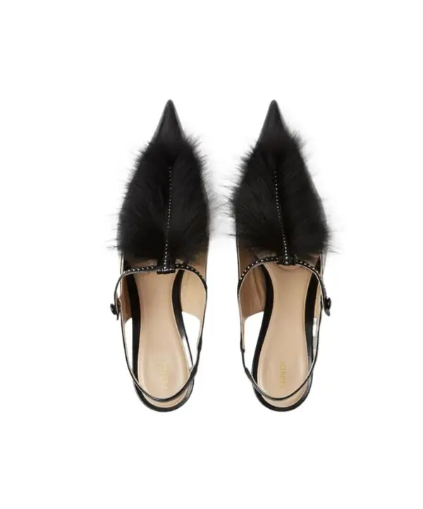 Fendi Noir Leather Slingbacks