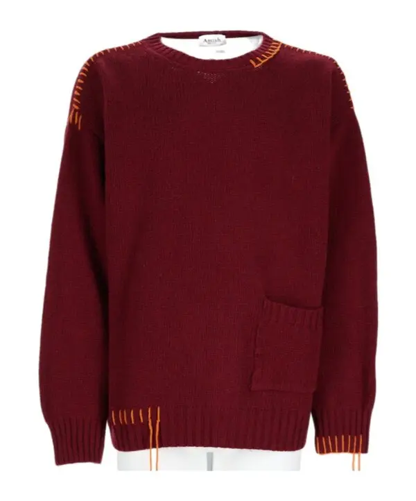 AMISH SUPPLIES Contrast Stitch Knitted Sweater