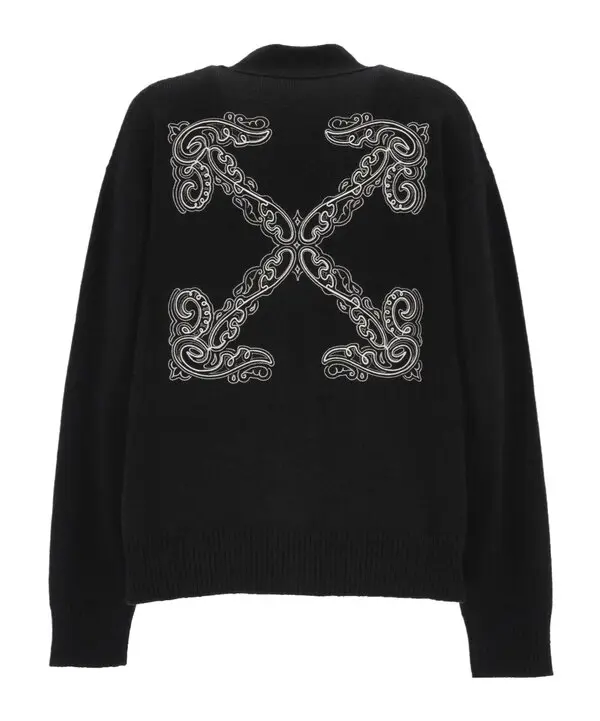 Off-White Embroidered Long-sleeve Cardigan