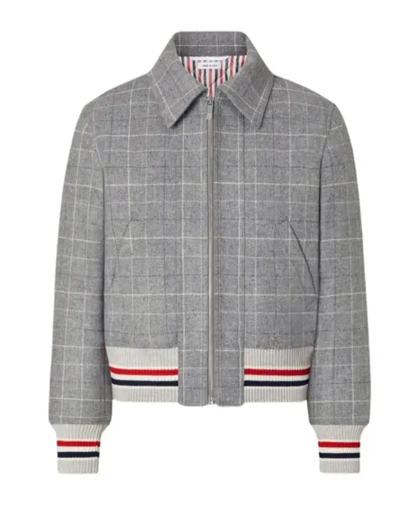 Thom Browne Windowpane Houndstooth Tweed Jacket - Medium Gray