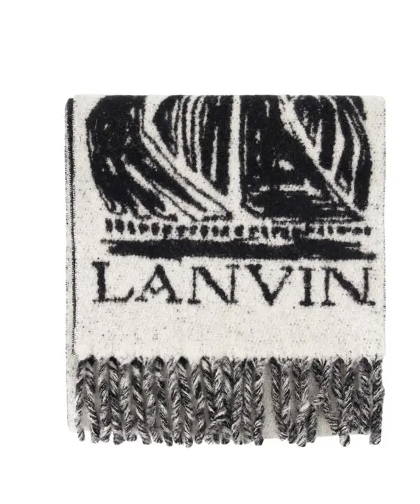 LANVIN Logo-print Fringed Scarf