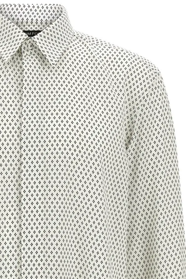 TOM FORD Diamond-print Silk Shirt - Ecru Black