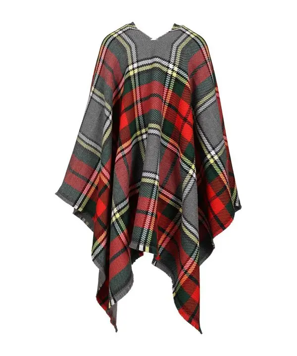 VIVIENNE WESTWOOD Checked Frayed-edge Poncho