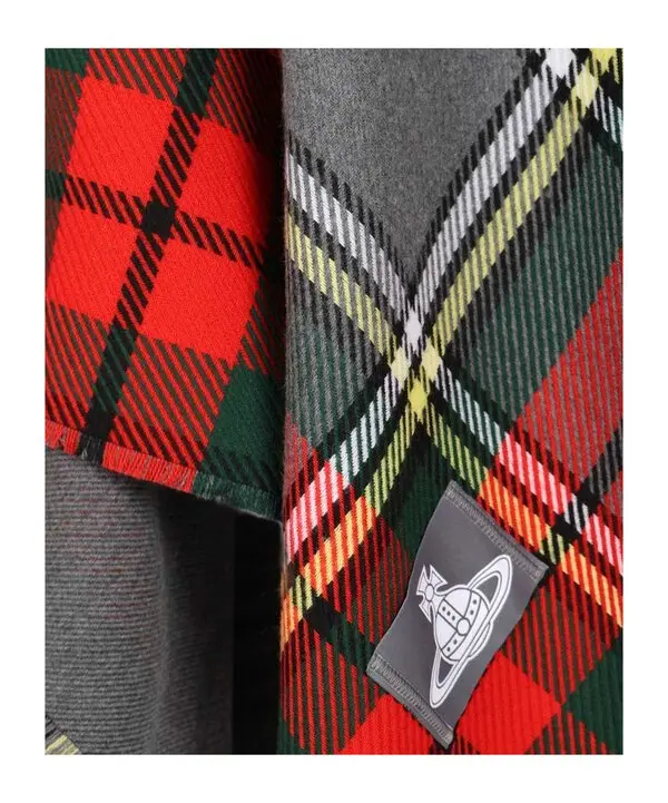 VIVIENNE WESTWOOD Checked Frayed-edge Poncho
