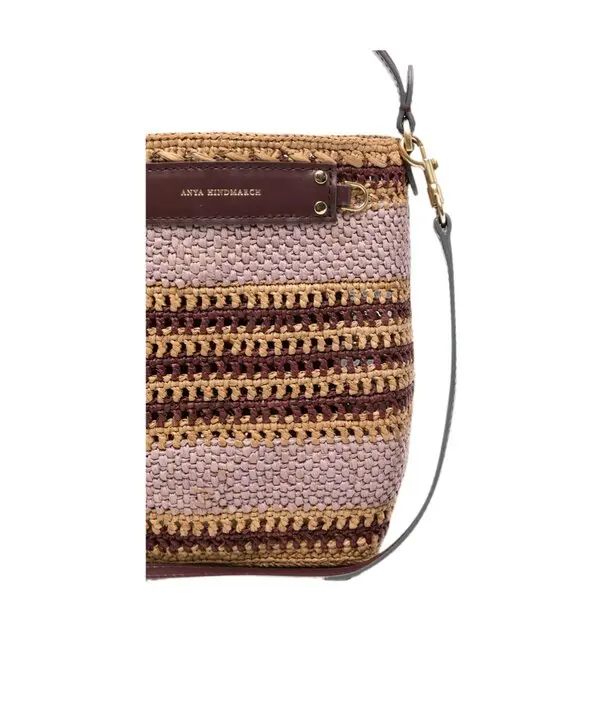 ANYA HINDMARCH Woven-stripe Logo Plaque Bucket Bag