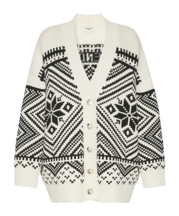 Max Mara Jacquard Wool Cardigan - Black