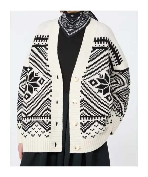Max Mara Jacquard Wool Cardigan