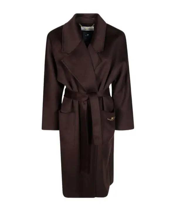 Elisabetta Franchi Double Cloth Belted Coat