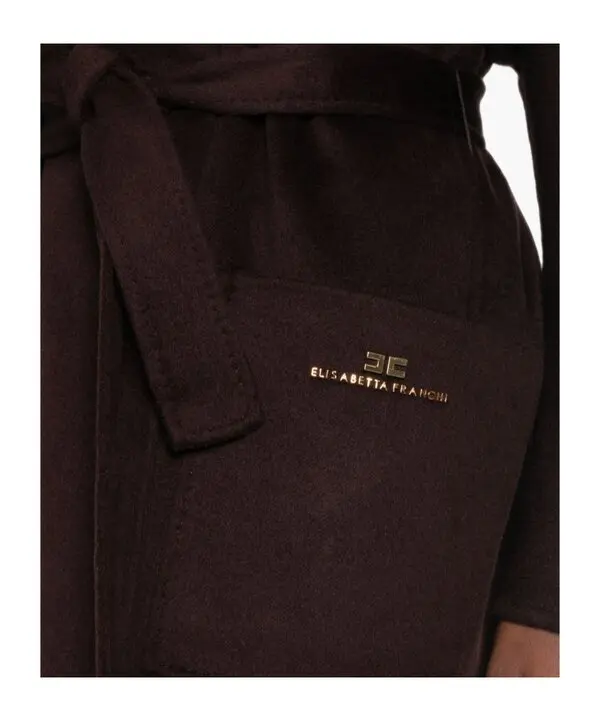 Elisabetta Franchi Double Cloth Belted Coat