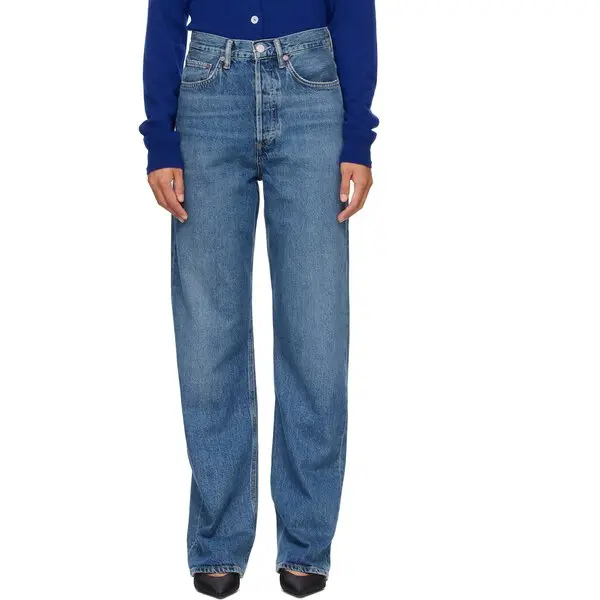 AGOLDE High Waisted Wide Leg Jeans - Blue
