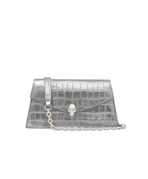 Alexander McQueen Mini Skull Croc-effect Shoulder Bag