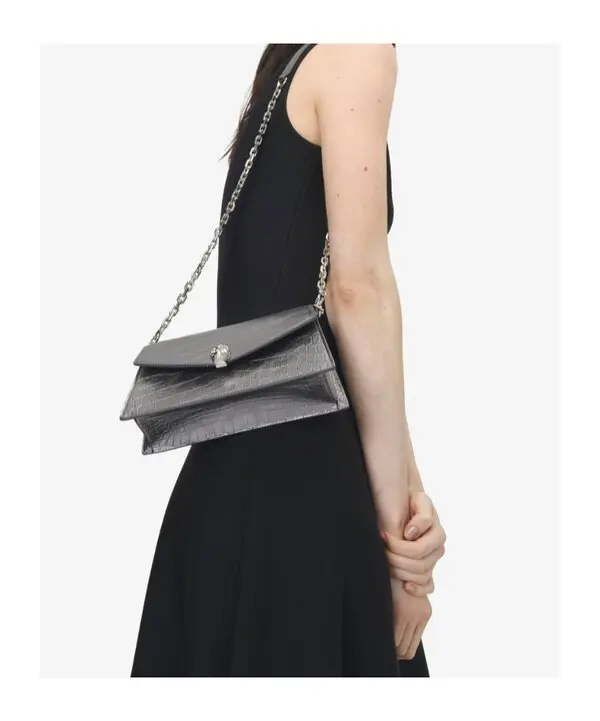 Alexander McQueen Mini Skull Croc-effect Shoulder Bag