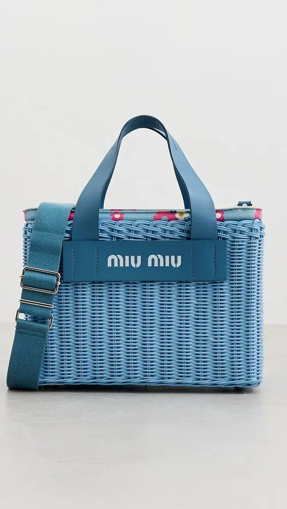 Shopbop Miu Miu Wicker Basket Bag - Blue