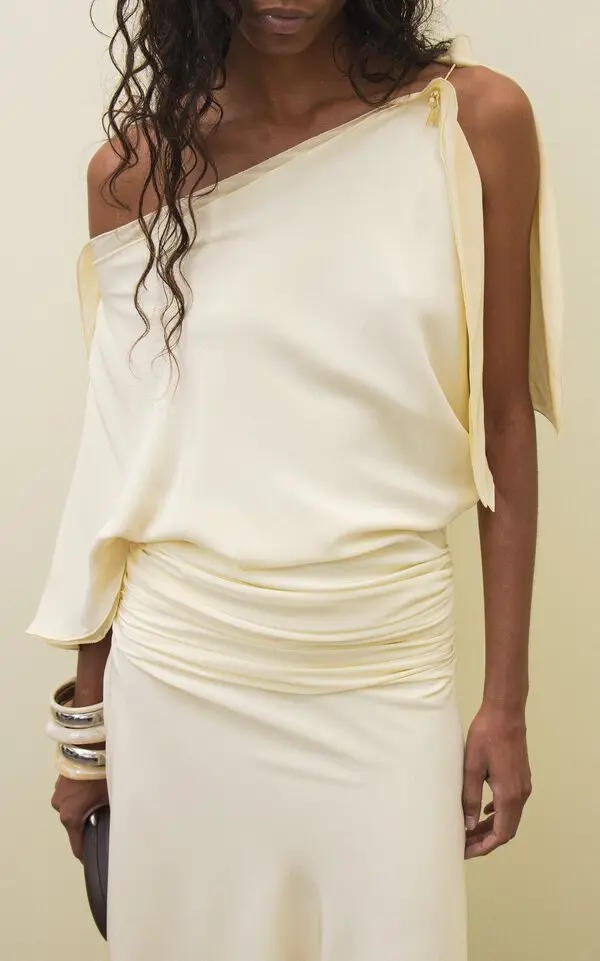 Arakii Asymmetric Flowy Silk Midi Dress