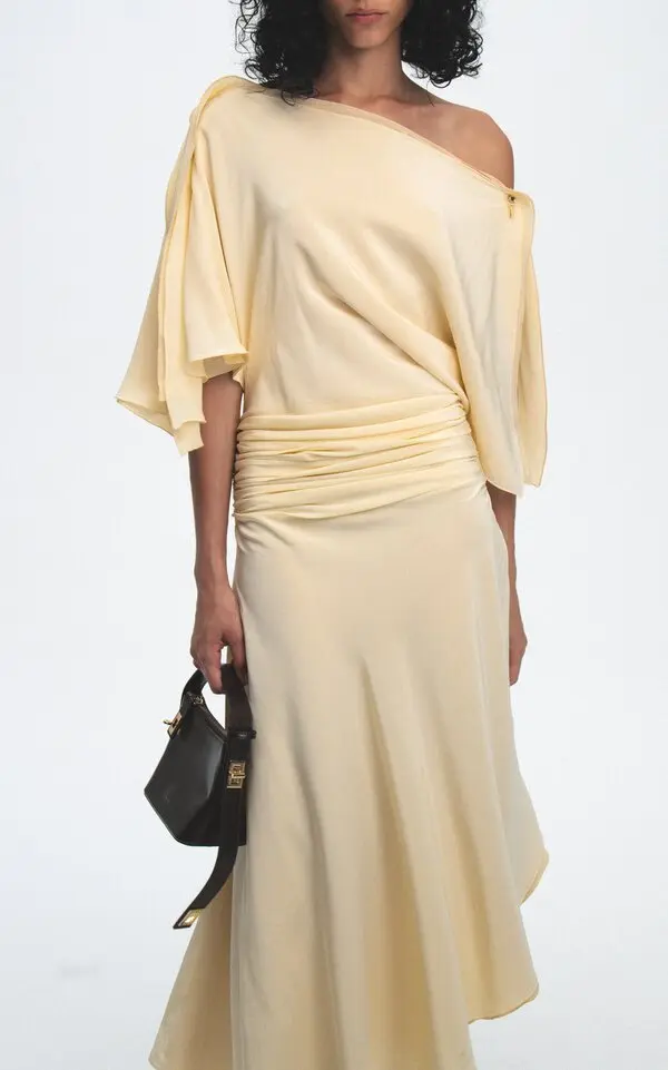 Arakii Asymmetric Flowy Silk Midi Dress