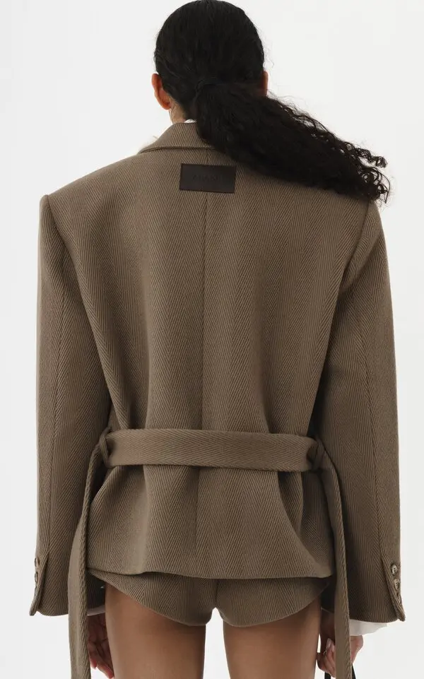 Arakii Boxy Belt Wool-blend Jacket
