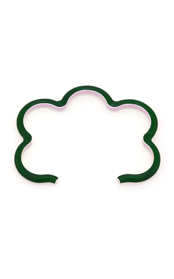 Bea Bongiasca Silver Flower Cuff Bracelet - Green