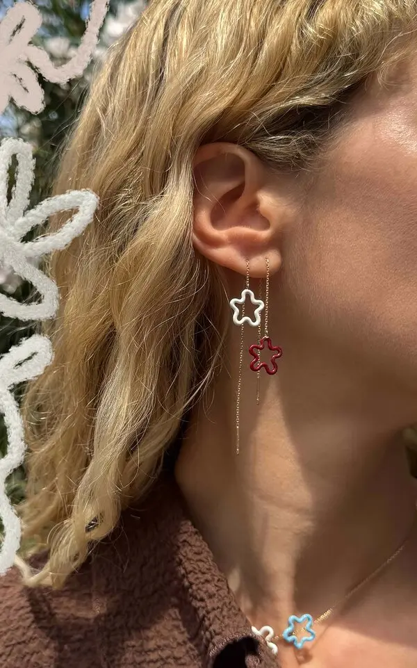 Bea Bongiasca Yellow Gold And Silver Flower Earring