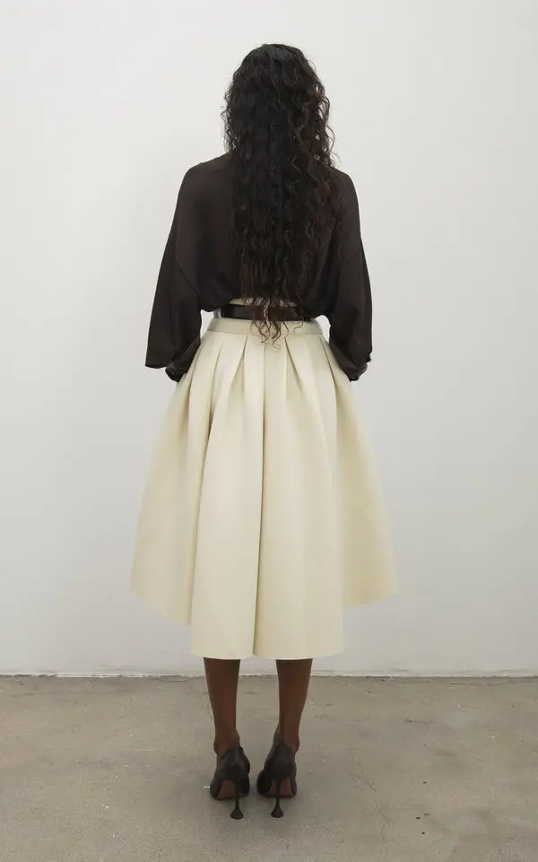 Arakii Box Pleat Scuba Midi Skirt