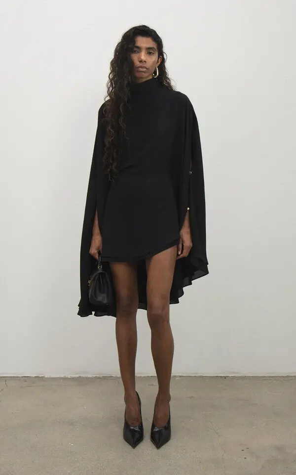 Arakii Poncho Turtleneck Mini Dress