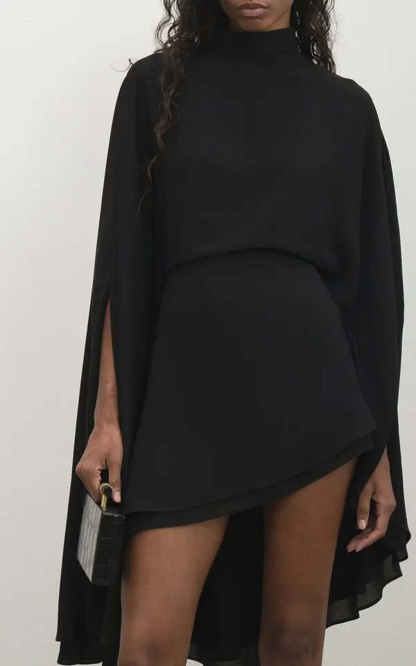Arakii Poncho Turtleneck Mini Dress
