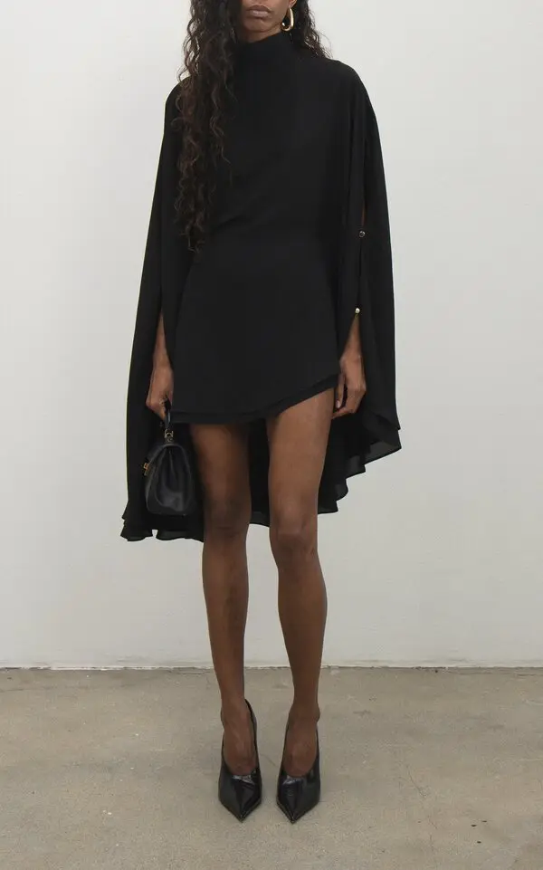 Arakii Poncho Turtleneck Mini Dress