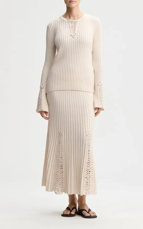 BY MALENE BIRGER Maren Wool-cotton Knit Maxi Skirt