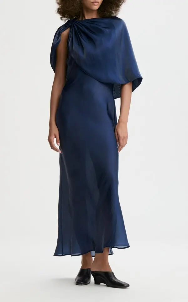 BY MALENE BIRGER Pinlos Twisted Satin Cape - Blue