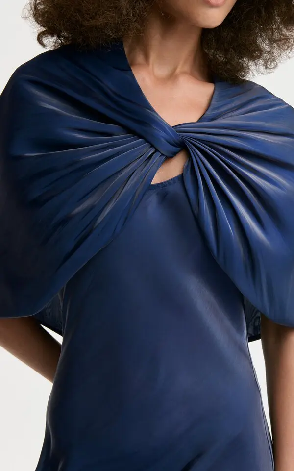 BY MALENE BIRGER Pinlos Twisted Satin Cape - Blue