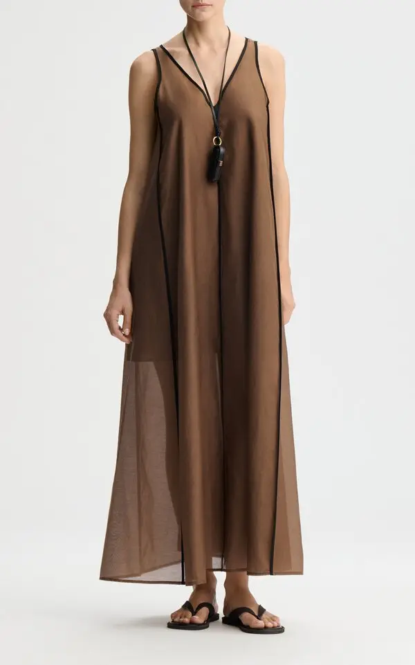 BY MALENE BIRGER Aures Silk-cotton Maxi Dress - Brown