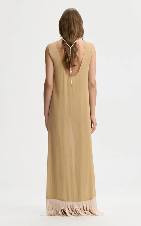 BY MALENE BIRGER Helma Fringed Maxi Dress - Nude