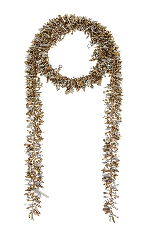 Dries Van Noten Scarf Acrylic And Brass Necklace - Silver