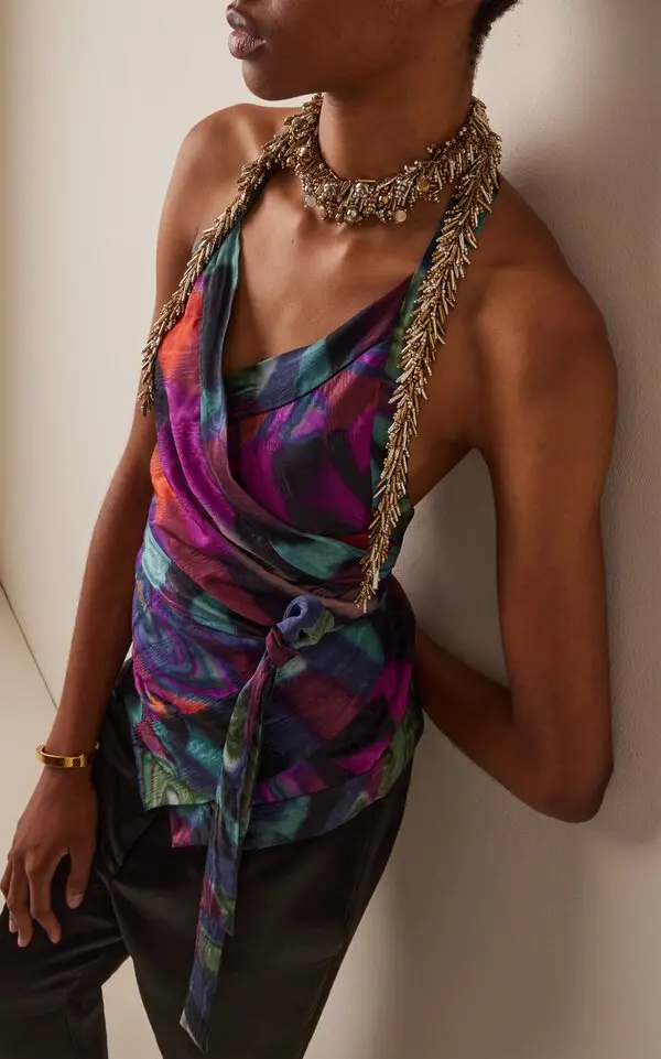 Dries Van Noten Scarf Acrylic And Brass Necklace