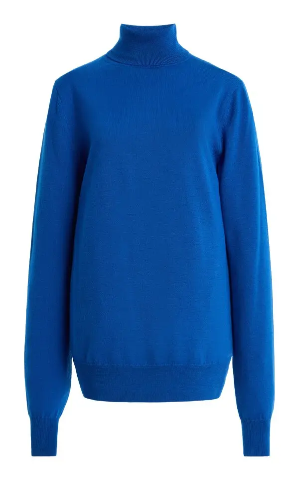 THE FRANKIE SHOP Eve Thin Wool Turtleneck Sweater - Blue