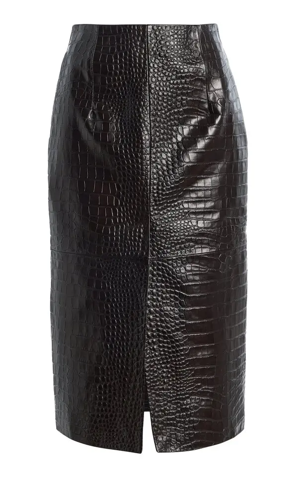 Tove Yula Embossed Leather Midi Skirt