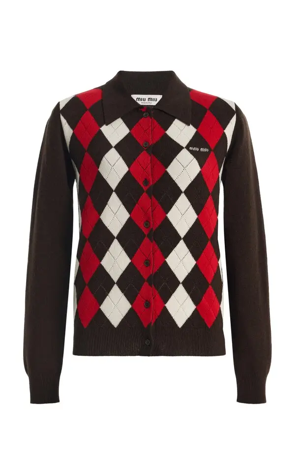 Miu Miu Argyle Cashmere Cardigan