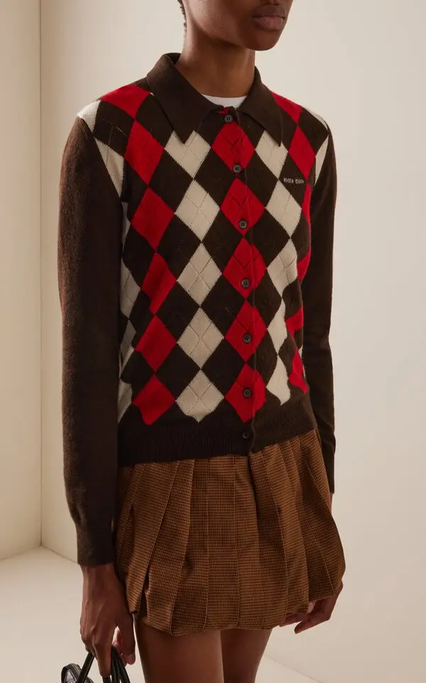 Miu Miu Argyle Cashmere Cardigan