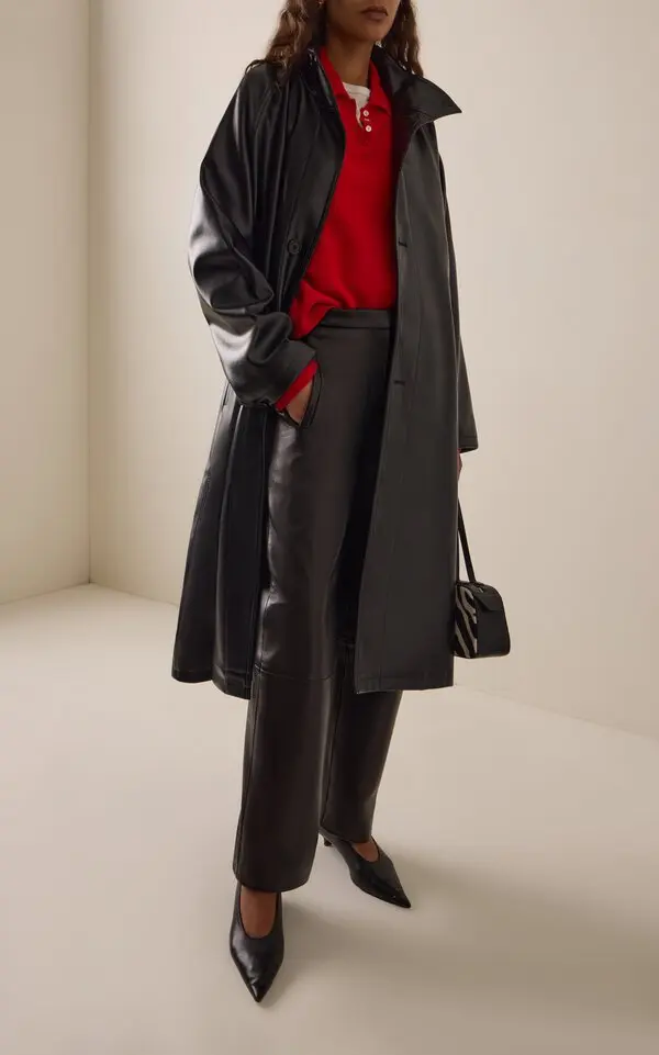 THE FRANKIE SHOP Calen Faux Leather Trench Coat