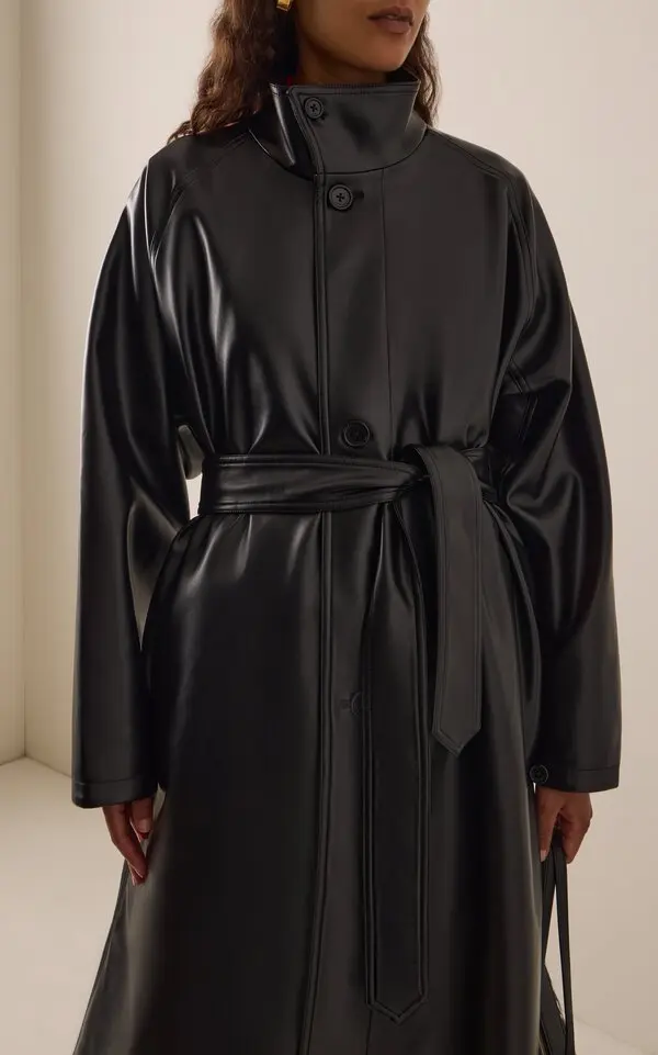 THE FRANKIE SHOP Calen Faux Leather Trench Coat