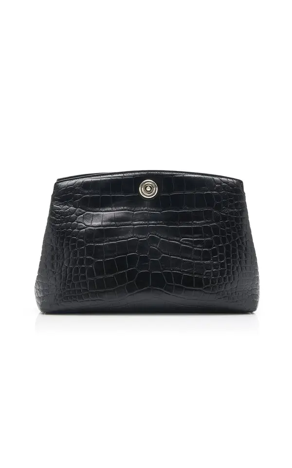 LIFFNER Pushlock Croc-embossed Leather Clutch