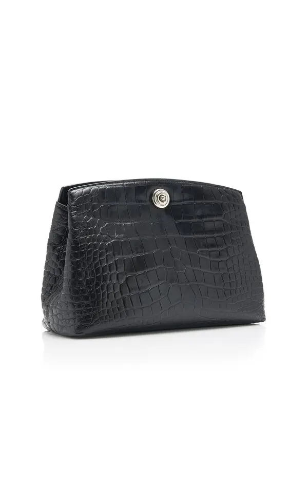 LIFFNER Pushlock Croc-embossed Leather Clutch