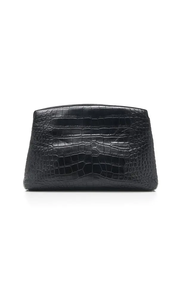 LIFFNER Pushlock Croc-embossed Leather Clutch