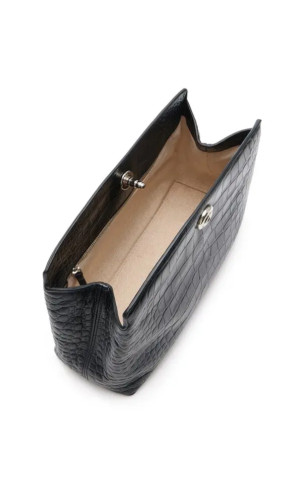 LIFFNER Pushlock Croc-embossed Leather Clutch