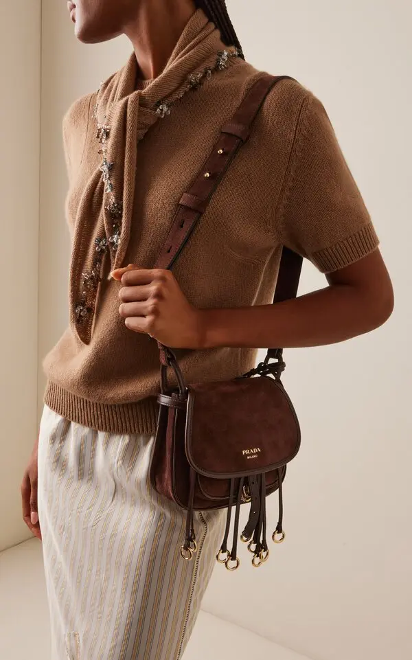 Prada Corsaire Fringed Suede Crossbody Bag
