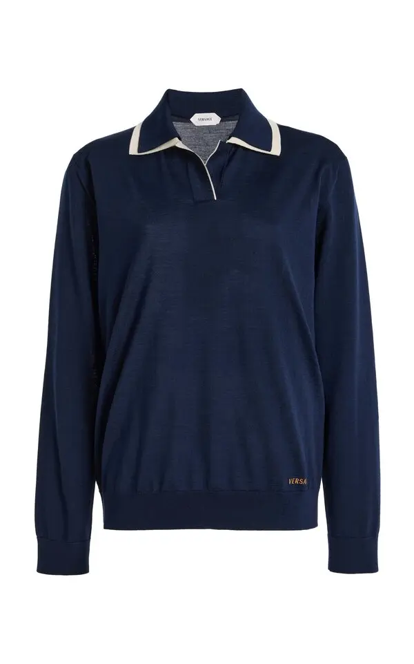 Versace Knit Polo Sweater - Navy