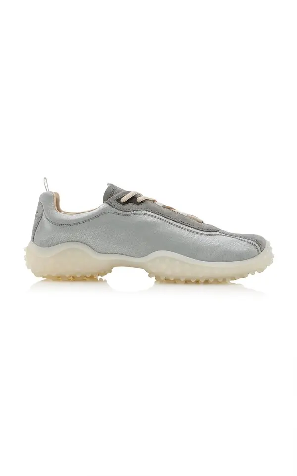 Miu Miu Bubble Nylon And Suede Sneakers - Silver